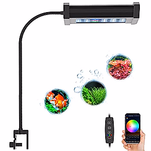 Lominie Planted Aquarium Light, 2-Channel Timer Dimmer Freshwater Small Fish Tank Light 6500K with Gooseneck for Planted Refugium Nano Tank (Bar10 Freshwater)