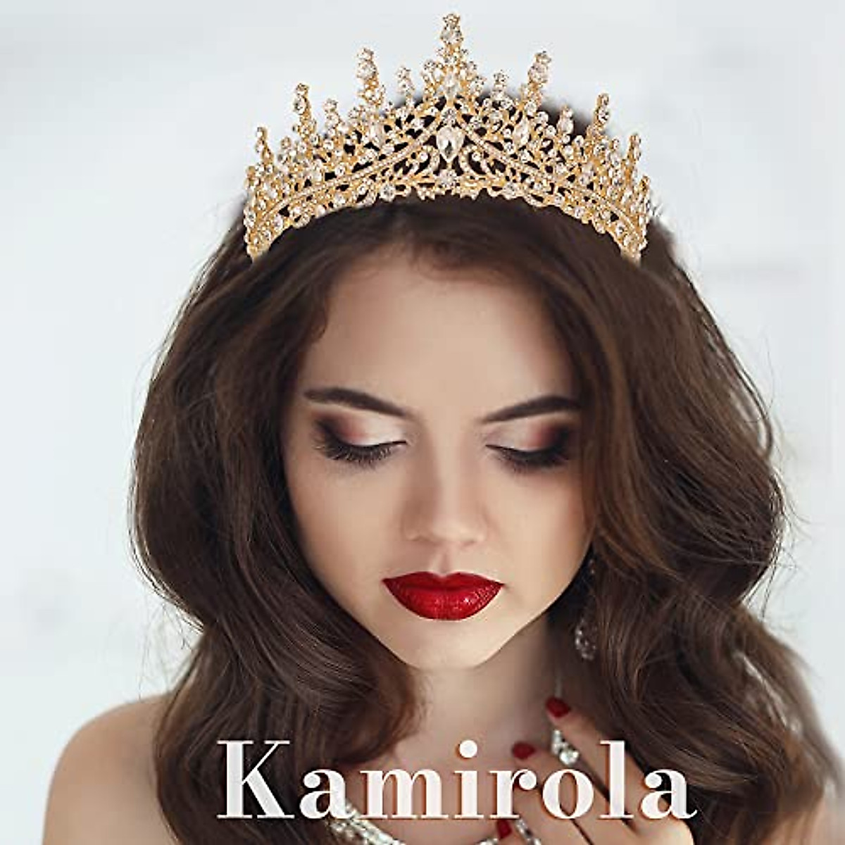 Kamirola Vintage Tiaras and Crowns for Women, Bridal Crown Princess Tiaras Headband, Costume Party Accessories for Brithday Halloween … (Gold&White)