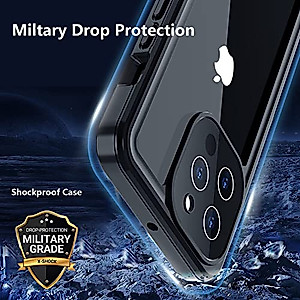 ANTSHARE for iPhone 13 Pro Max Case Waterproof, iPhone 13 Pro Max Phone Case with Built-in Lens & Screen Protector [Real 360] [IP68 Underwater] [Dropproof] Clear Case for iPhone 13 Pro Max 6.7’’,Black