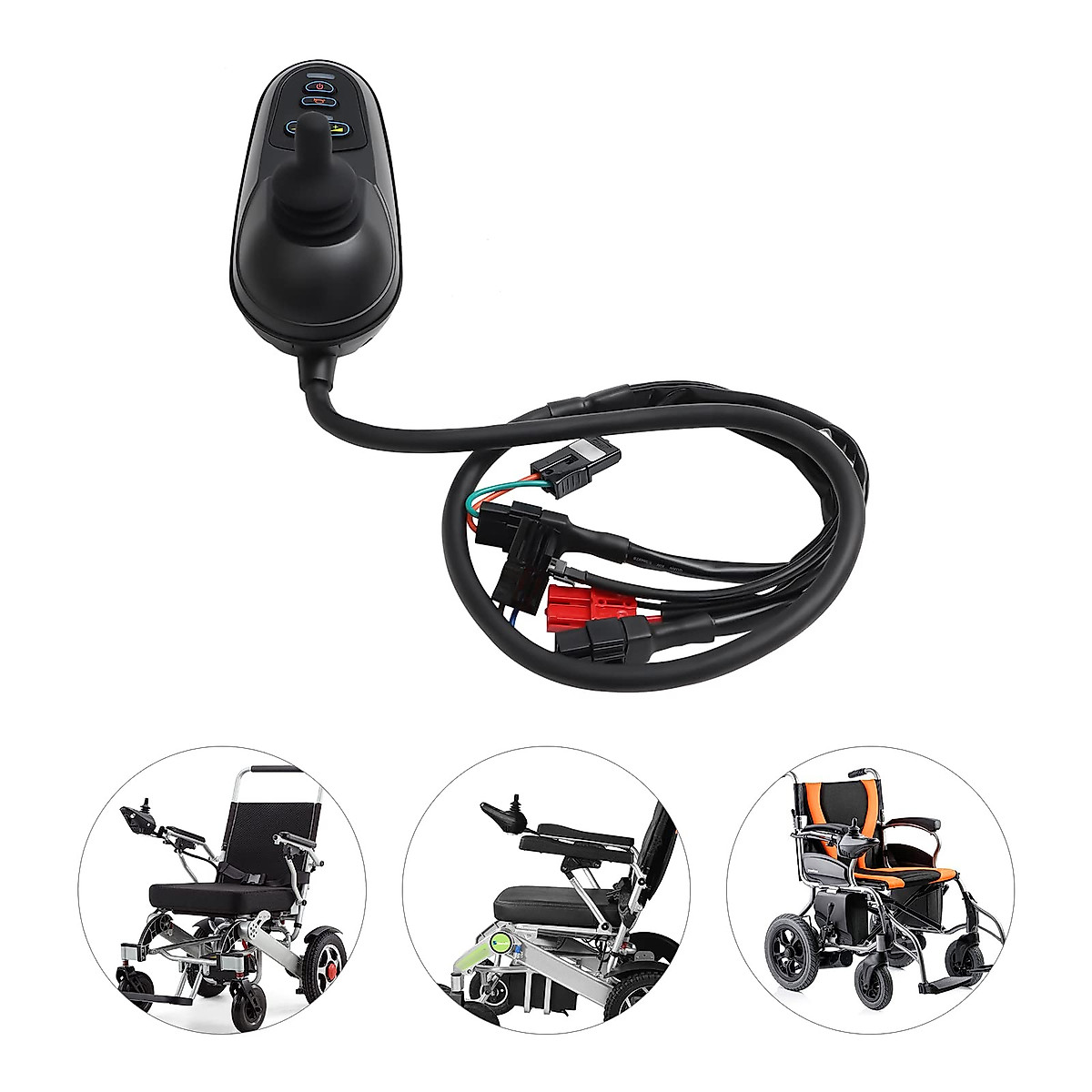 24V DC Wheelchair Joystick Controller Electric Mobility Wheelchairs Accessory Electric Wheel Chair Joystick Controller Replacement Joystick Controller with Brake