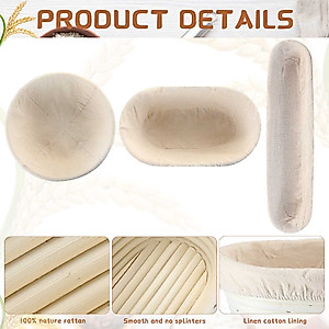 Gerrii 3 Packs Bread Banneton Proofing Basket 9 Inch Round and 10 Inch Oval and 15 Inch Oval Cane Sourdough Baskets Bread Baking Dough Bowl for Bakery Home Bakers