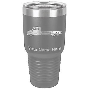 30oz Vacuum Insulated Tumbler Mug, Flat Bed Tow Truck, Personalized Engraving Included (Gray)