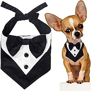 Odi Style Dog Tuxedo for Small Dogs - Cool Engagement Gift, Dog Wedding Attire Suit with Bow Tie, Dog Tux Wedding Costume Bandana Engagement Gifts, Wedding Gift Signs, Bridal Shower Photography Props