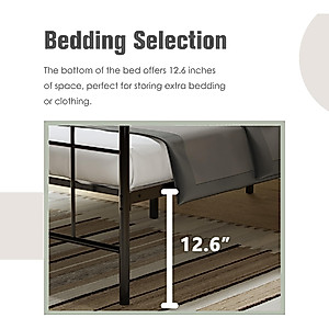 AUFANK King Size Metal Platform Bed Frames with Headboard and Footboard with Storage No Box Spring Needed Easy Assembly Black