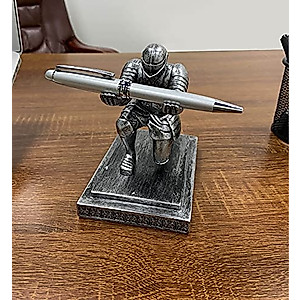 Ofiedx Executive Knight Pen Holder with a Pen Personalized Desk Accessories Decor Home Office Cool Pen Stand Iron