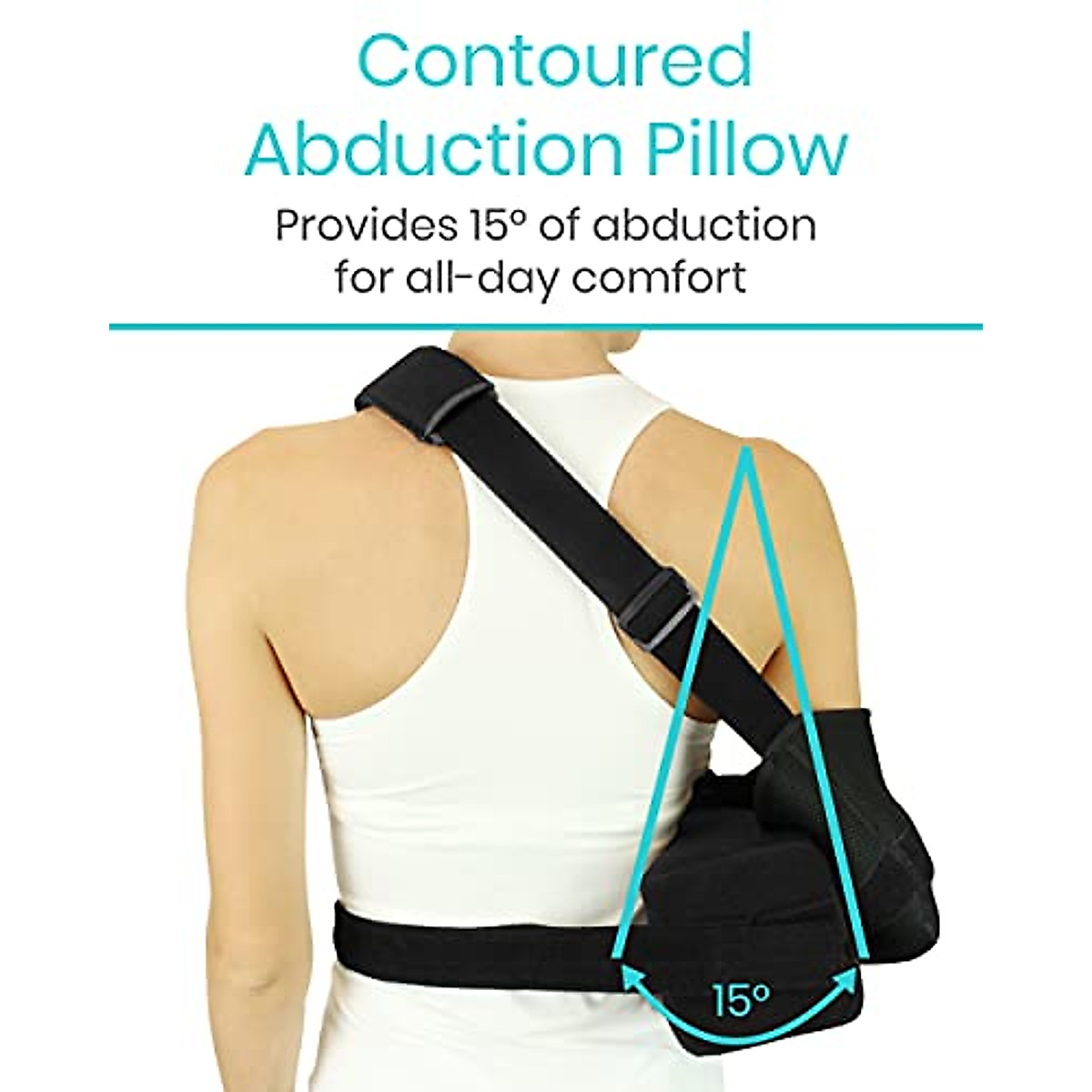 Vive Shoulder Abduction Sling - Immobilizer for Injury Support - Pain Relief Arm Pillow for Rotator Cuff, Sublexion, Surgery, Dislocated, Broken Arm - Brace Includes Pocket Strap, Stress Ball, Wedge