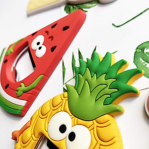 Refrigerator Magnet Silicone Metal Bottle Opener for Beer Coke Bartender Kitchen Barware Metal Novelty Cute Fun Shape (Pineapple)