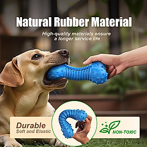 Ouilter Dog Toys for Aggressive Chewers, Dog Chew Toys for Medium Large Dogs, Durable Natural Rubber Dog Toys with Bacon Flavor, Indestructible Dog Toy,Blue