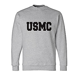eMarinepx USMC Crew Neck Sweatshirt Grey. Made in USA. Officially Licensed with the United States Marine Corps