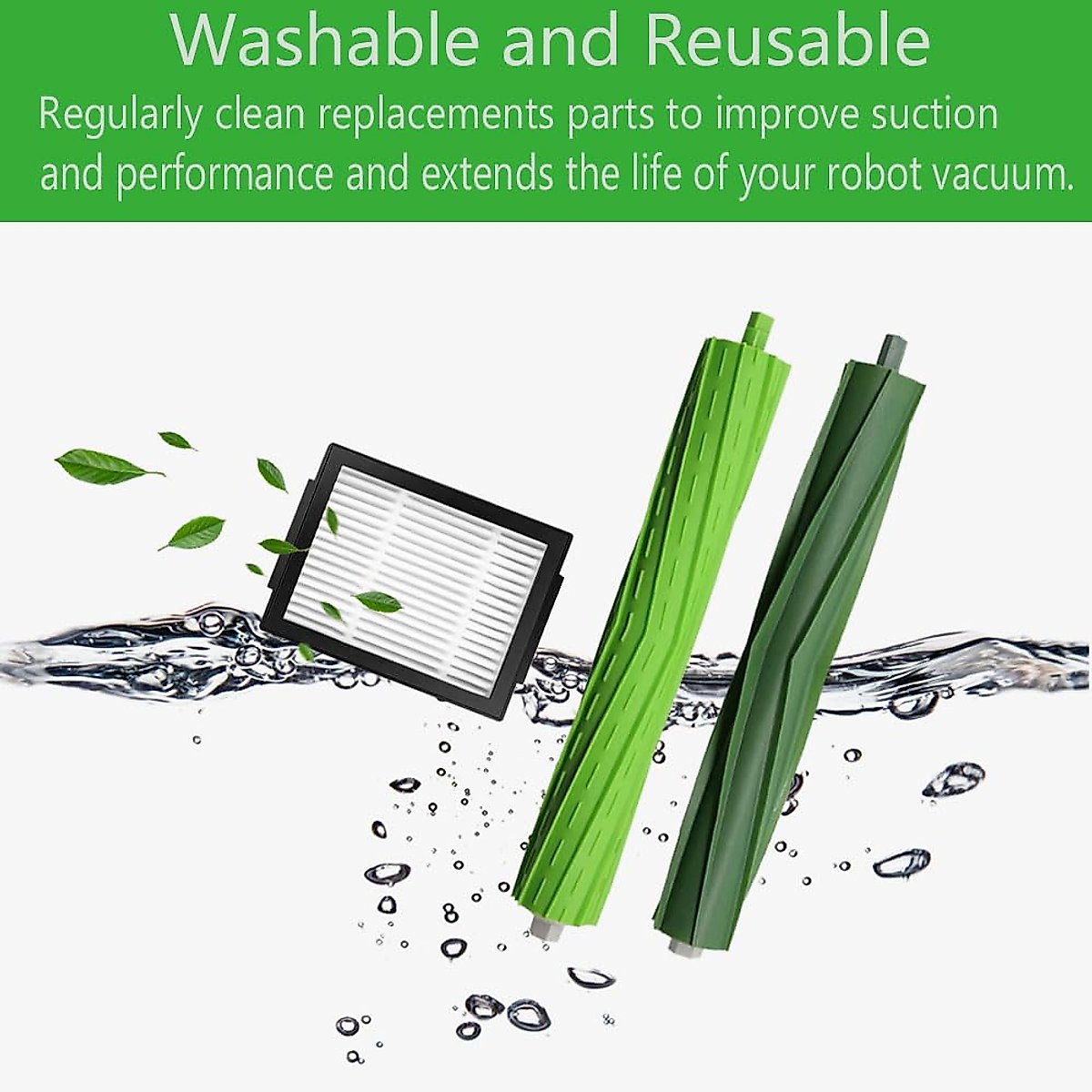 Chrostion Replacement Parts Fit for iRobot Roomba i7 i7+ i3 i3+ i4 i4+ i5 i5+ i6 i6+ i8 i8+ j7 j7+/Plus j8 j8+ E5 E6 E7 Robot Vacuum,2 Set Brushes,6 Filters,8 Side Brushes,8 Pack Bags