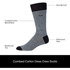 Calvin Klein Men's Dress Socks - 8 Pack Breathable Cotton Mid Crew Socks - Casual Long Work Socks for Men (Sizes 7-12), Size 7-12, Greynavy