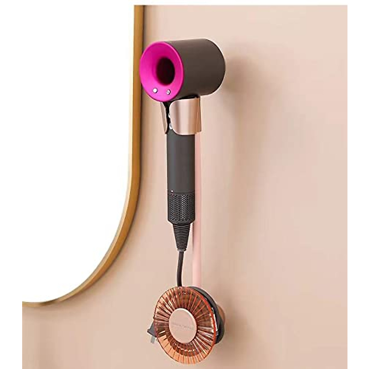 HZWZ Wall-mounted hole-free adjustable universal hair dryer bracket, free hands, hair dryer storage rack, wall-mounted hair dryer lazy bracket tool-free installation