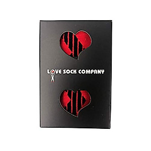 Love Sock Company Zig Zag Red Dress Socks Black Stripes - Individually Gift Box - Groomsmen socks - Christmas stocking Stuffers - Organic Cotton - Made in Europe (Red, 1)