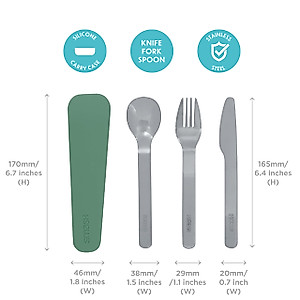 Smash Reusable Stainless Steel Travel Utensils/Cutlery Set with Silicone Case Sage