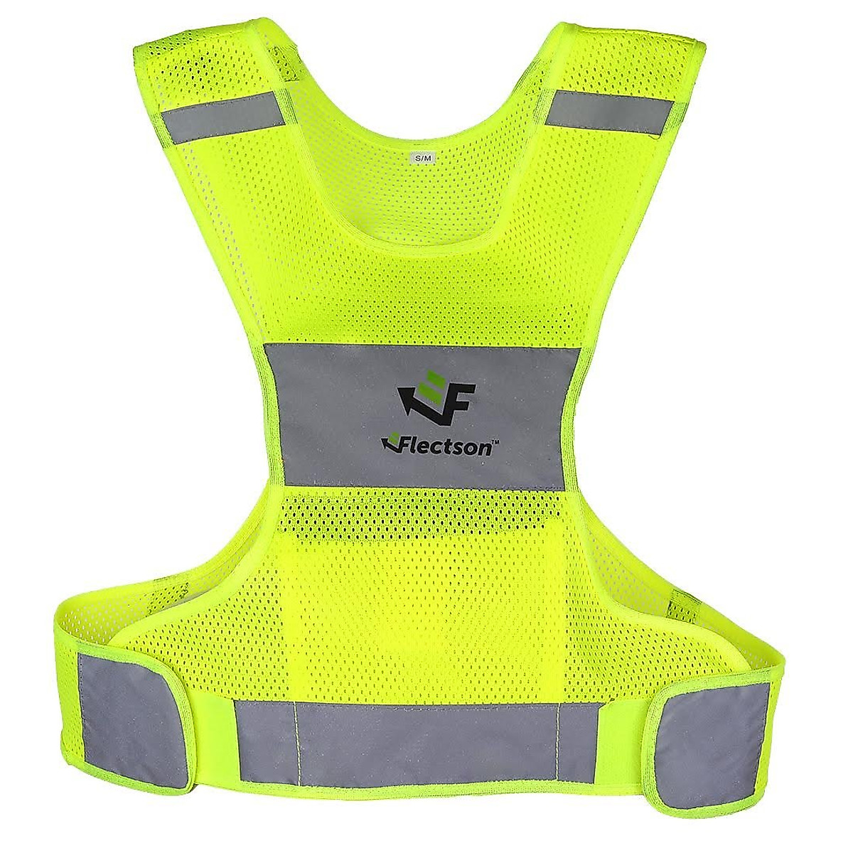 Reflective Running Vest - 360° High Visibility Yellow Safety Vest with Adjustable Side Closure and Inside Pocket - Large