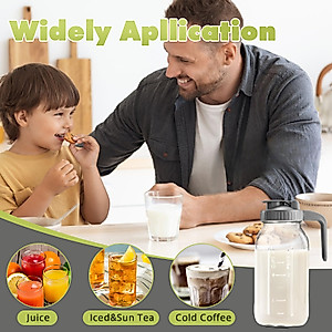 Mason Jar with Pour Spout Lid V-shaped, 64 oz Iced Tea Pitcher with Lids Double Leak Proof, 2 Quart Drink Pitcher for Breastmilk, Sun Tea, Juice, Coffee Creamer, Juice Containers