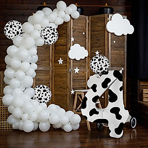 Cow Print Number 4 Balloons, 40 Inch Large Number 4 Balloon 18 Inch Cow Foil Balloons for 4th Birthday Cow Theme Party Decorations for a Girl Boy Kids Baby Shower Farm Animal Cow Party Supplies