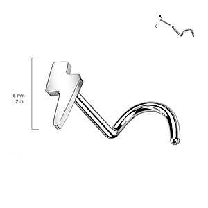 Pierced Owl 18-20GA G23 Implant Grade Titanium Lightning Bolt Threadless Push in Nose Screw (18GA (1mm))