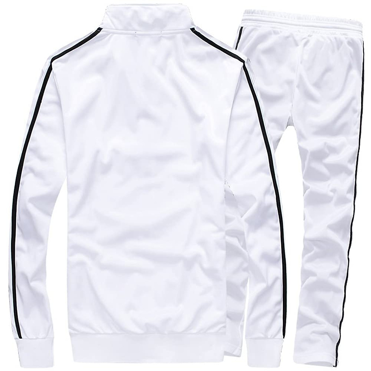 MACHLAB Men's Activewear Full Zip Warm Tracksuit Sports Set Casual Sweat Suit White L