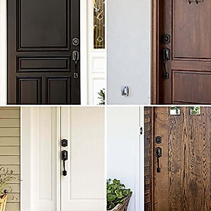 YYTDZSW Front Door Handle Set, Entry Door Handle Set,Exterior Door Handleset with Reversible Lever, Adjustable Door Handle Black，Door Lower Handle, Oil Rubbed Bronze