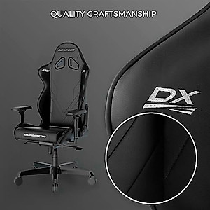 DXRacer Gaming Chair with 4D Armrest, Premium PVC Leather Racing Office Computer Recliner with Ergonomic Headrest and Lumbar Support, Black