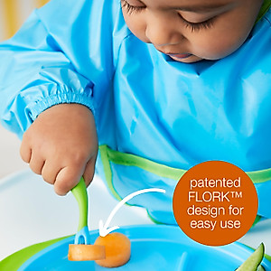 b.box Toddler Cutlery Set: Patented FLORK™ Designed Fork, Spoon & Travel Case, Easy Grip Handles, Dishwasher Safe, BPA Free. (Ocean Breeze)