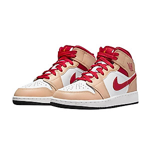 Jordan Youth Air 1 Mid GS 554725 201 Beige/Red - Size 5Y