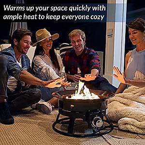 BELLEZE Portable Propane Fire Pit for Camping, 20.5" 52,000 BTU CSA Approved Outdoor Gas Firebowl Natural Lava Rocks and Smokeless Flame, Perfect for Camping, Patio, Backyard, RV, Party