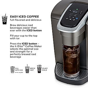Keurig K-Elite Coffee Maker, Single Serve K-Cup Pod Coffee Brewer, With Iced Coffee Capability, Brushed Slate