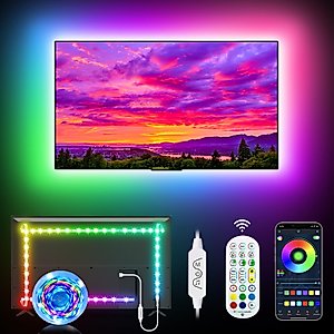 Daymeet LED Lights for TV, RGB 9.84ft TV LED Lights for 32-43in TV, Dreamcolor RGB Music Sync TV Backlight Color Changing, APP Remote Control TV LED Strip Lights for Home Gaming Room Xmas Decor