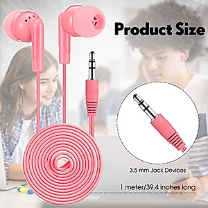 Yunsailing 40 Packs Multi Colored Bulk Earbuds for Classroom Individually Wrapped 3.5 mm in Ear Earphones with Wire for Android MP3 Students Adult Schools Hospitals Hotels Library Museums Gift