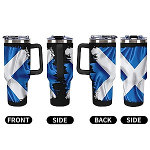 Scotland Scottish Flag 40 Oz Tumbler with Handle And Straw Lid,Insulated Reusable Stainless Steel Travel Glass Mug 40 Ounces