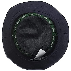 Lacoste Mens Solid Little Croc Pique Bucket Hat, Abysm, Medium-Large