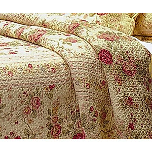 Greenland Home Antique Rose Quilt Set, Full/Queen (5 Piece), Ecru
