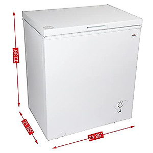 Koolatron Compact Chest Freezer, 5.5 cu ft (155L), White, Manual Defrost Deep Freeze, Storage Basket, Space-Saving Flat Back, Stay-Open Lid, Front-Access Defrost Drain, for Apartment, Condo, Cottage