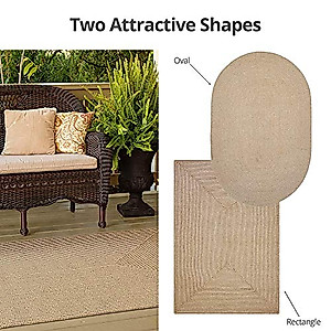 Homespice Biscuit Washable, Indoor-Outdoor, Pet-Friendly Braided Area Rug, Reversible, for Entryway, Kitchen, Bathroom, Neutral, Coastal, Farmhouse Style, Tan - Beige, 20" x 30"