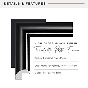 MCS Trendsetter 13.5x40 Poster Frame Black High-Gloss, Vertical & Horizontal Wall Hanging Large Picture Frame for Photos, Posters & Art Prints (1-Pack)