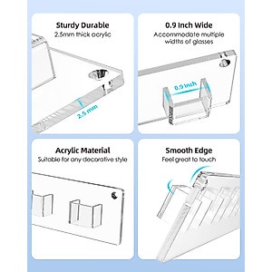 MaxGear Sunglasses Organizer Wall, Acrylic Sunglass Holder Clear Sunglasses Display Rack for Multiple Glasses, Eyeglass Holder for Office & Home Decor, Unique Gifts for Husband, Women & Girls, 3 Pack