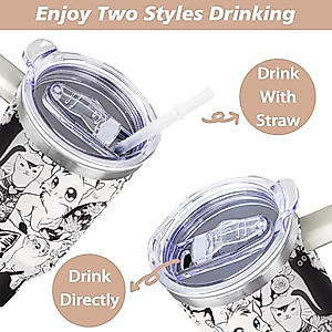 Mindunm 40 oz Cute Cat Tumbler with Handle and Straw Lid cat gifts for cat lovers for Women Double Insulated Cup Travel Coffee Mug