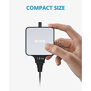 NICREW Nano Silent Aquarium Air Pump, Corded Electric, Aquarium Aerator with Accessories for Up to 10 Gallon Fish Tank, Super Quiet, 0.3 L/min, 1.5 Watts