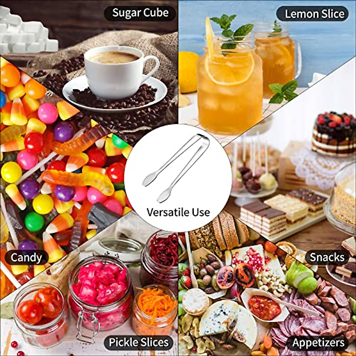 SOLEADER Mini Serving Tongs, Small Serving Utensils for Catering, Kitchen Tongs, Food-Grade Premium 304 Stainless Steel Tongs, Heavy Duty (4.5" Appetizer Tongs)