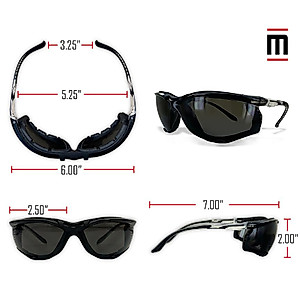 MAGID Gemstone Onyx Sporty Foam Lined Safety Glasses, 1 Pair, Gray Polycarbonate Lenses, Black Frame