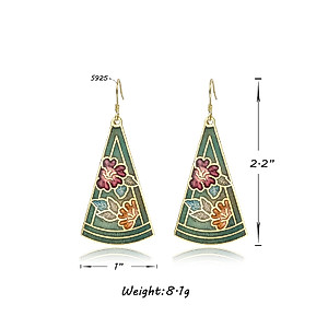 JA.S.JR Enamel Flower Dangle Earrings Gold Earrings for Women