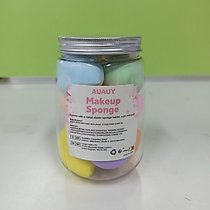 AUAUY 8 Pcs Makeup Sponge Blender Set, Beauty Sponge, Makeup Sponges for Foundation, Multi-color Makeup Sponge Set With 1 holder 1 Storage Tank, for Liquid, Cream, and Powder (3 Shapes)