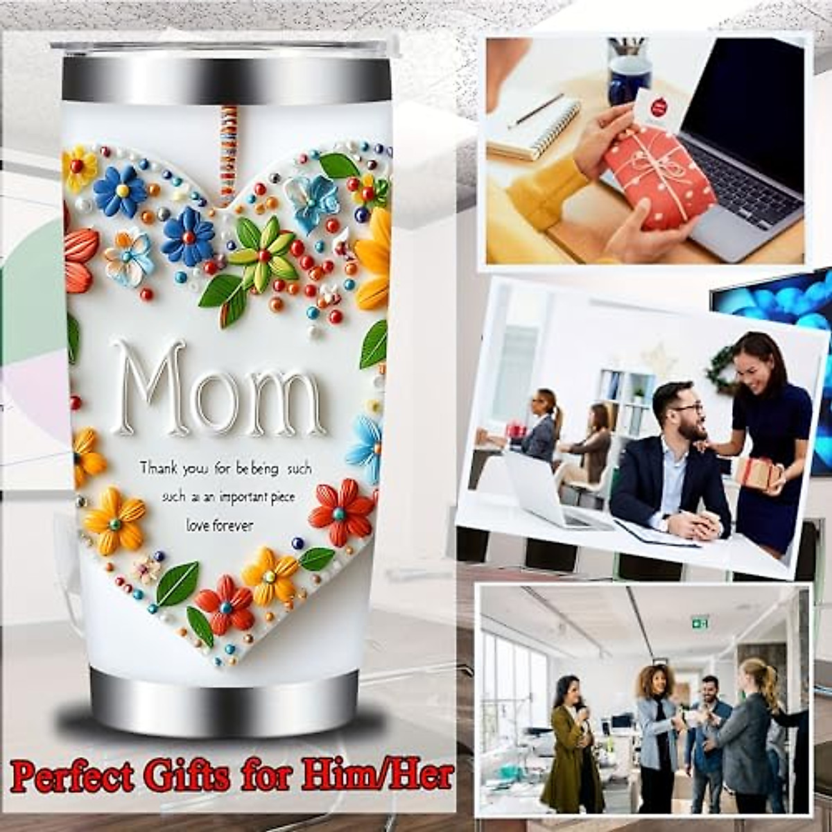 FOCIUZTA 20oz Vibrant Floral Tumbler with lid, Travel Coffee Cup, Ideal for Easter, Mother Day, and birthday gifts