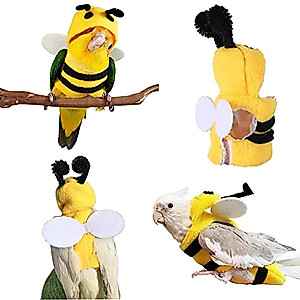 Gittcoll Anelekor Halloween Pet Birds Costume Small Animals Clothes Birds Cosplay Outfit Bee Shaped Hoodies for Parrots African Greys Parakeet Cockatiel Sun Conure Finch Budgie (Bee, Medium)