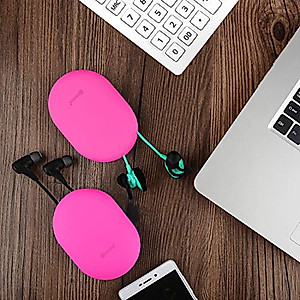 Geekria Silicone Earphones Case - Set of 2 - Large Pouch Compatible with B PB, All Earbuds, USB Cable, Keys, SmartWatch, Travel Carrying Bag, Fits Inoutward Journey, Work (Pink)