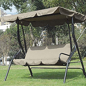 Swing Chair Cushion Cover, 3 Seat Outdoor Waterproof Swing Seat Cushion Cover Swing Chair Cover for Patio Courtyard Garden 60 x 20 x4in(Beige)