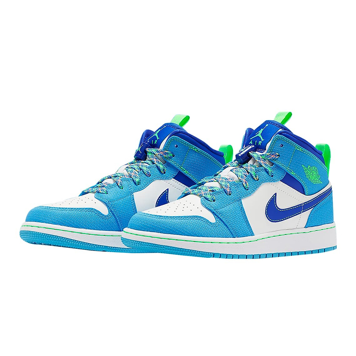 Nike Big Kid's Jordan 1 Mid SE Sprite Blue Dk Powder Blue/Racer Blue (DA8010 400), 5 Big Kid