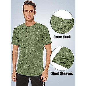 TACVASEN Men's Workout T Shirts Athletic Fit Shirts Gym T Shirts Dry Fit Shirts Running Shirts Active Tees Shirts Summer Fitness Shirts for Men Green